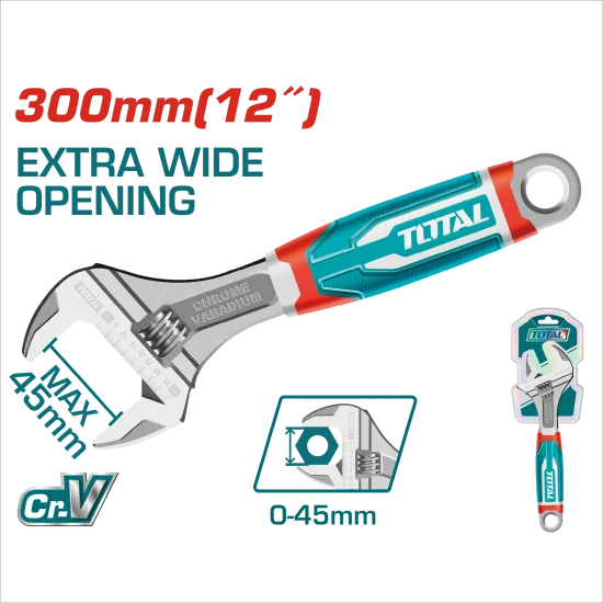 TOTAL 膠柄活動板手 12吋 (THT101126)