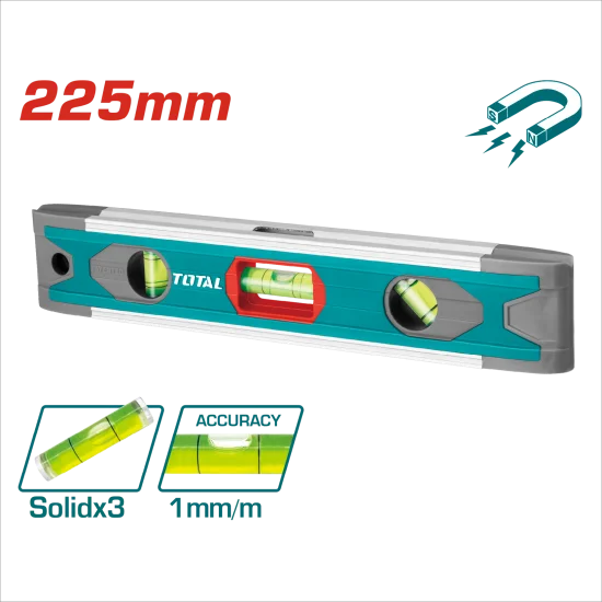 TOTAL 三氣泡水平尺 225mm (TMT2235)
