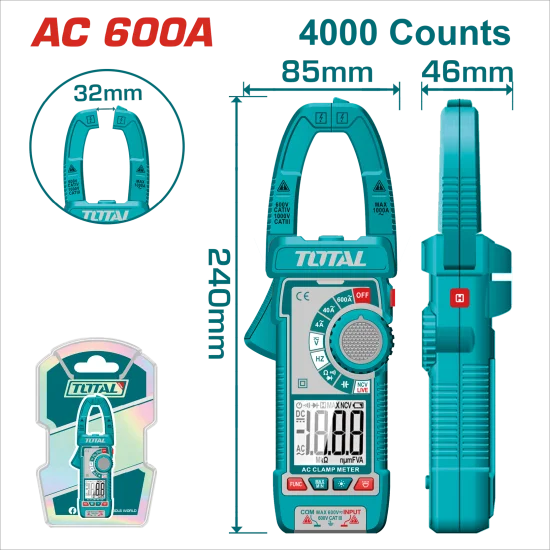 TOTAL 交流鉗錶 600A (TMT766001)